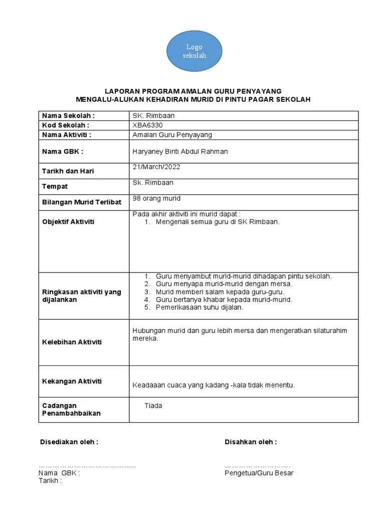 Laporan Amalan Guru Penyayang | PDF