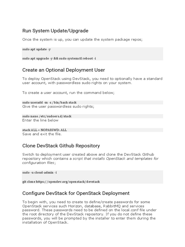 Install devstack | PDF