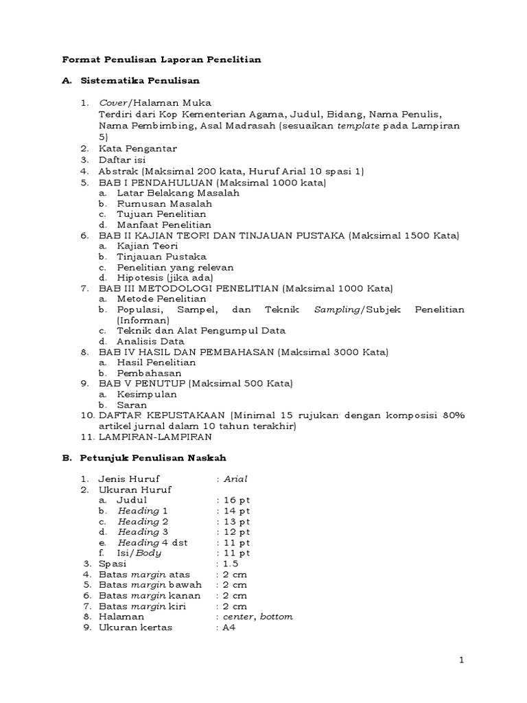 Format_Penulisan_Laporan_Hasil_Penelitian | PDF