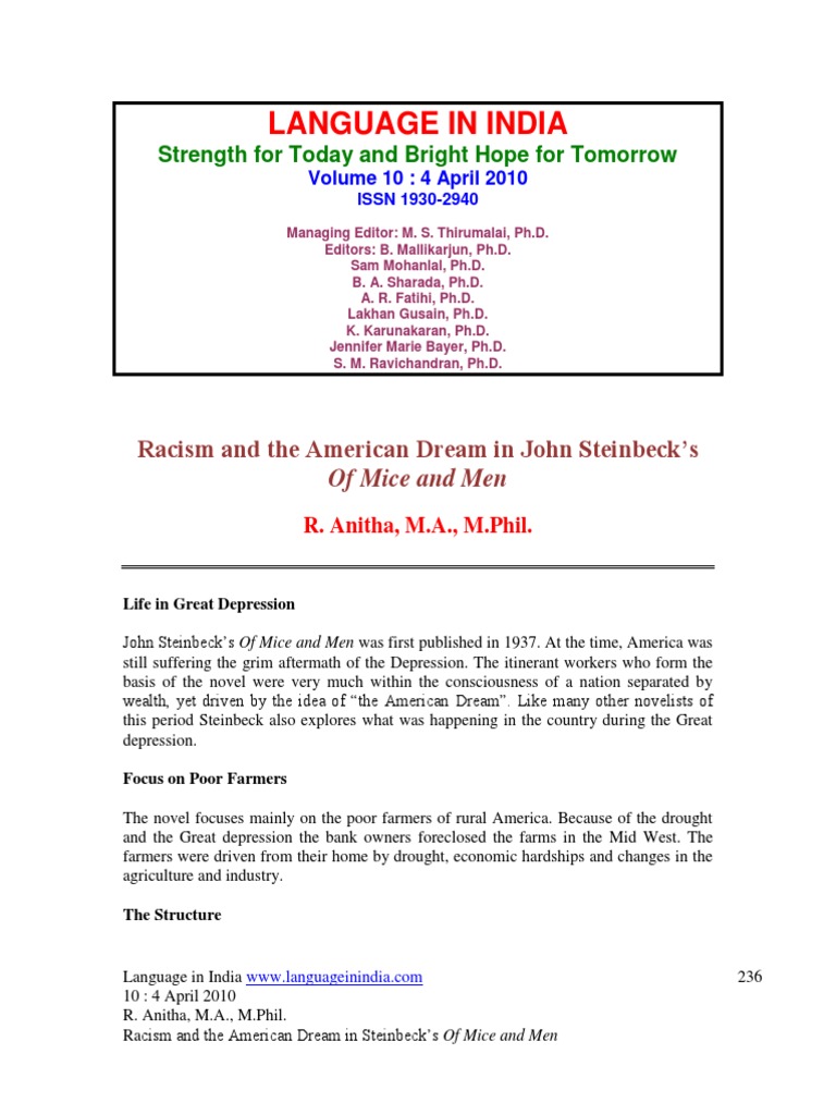 Racism and the American Dream in Steinbeck | PDF