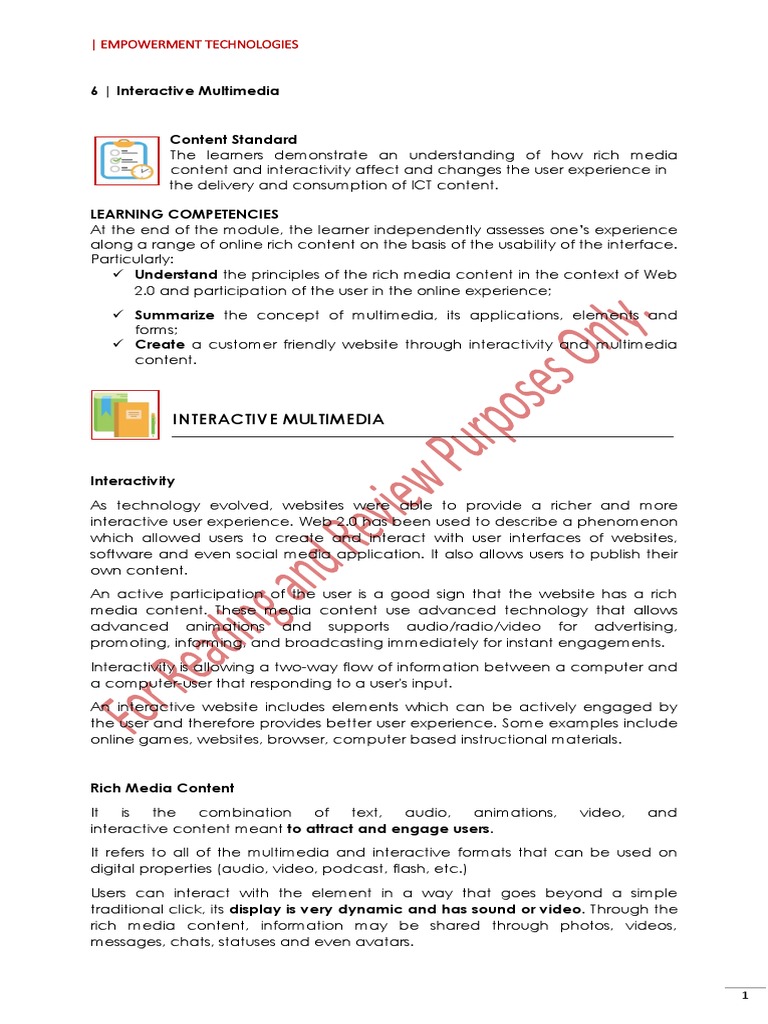 ETECH 2022 Reading-Material Interactive-Multimedia | PDF | Multimedia | Podcast