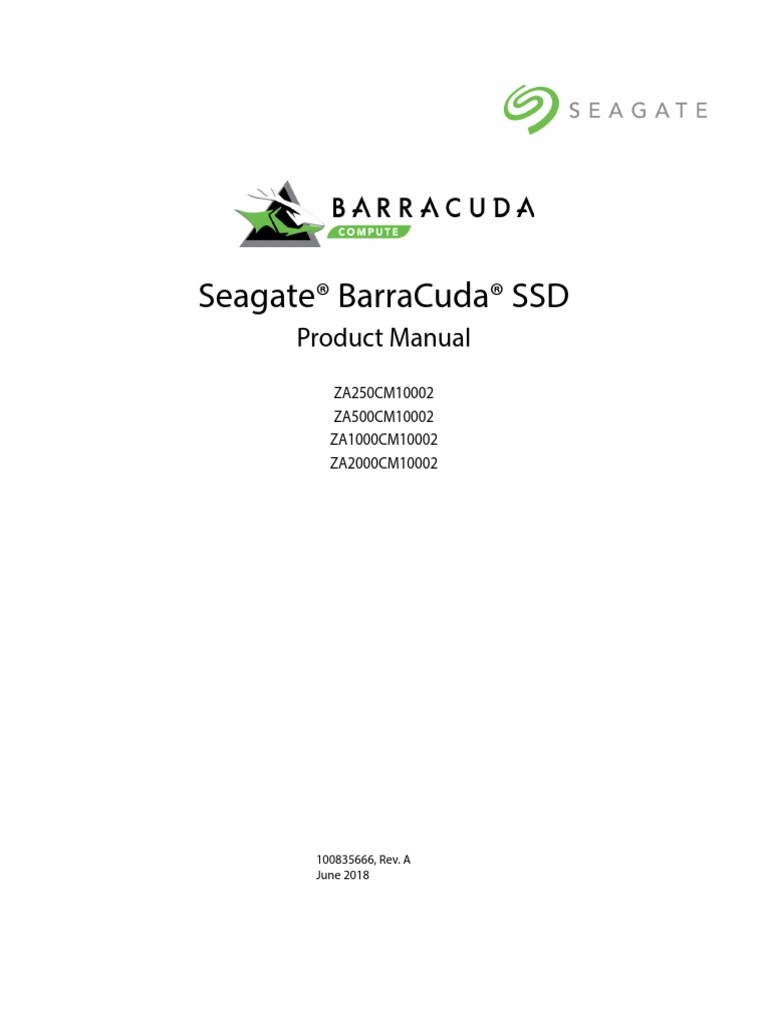 Seagate® BarraCuda® SSD (STA012) Product Manual | PDF | Solid State Drive | Byte
