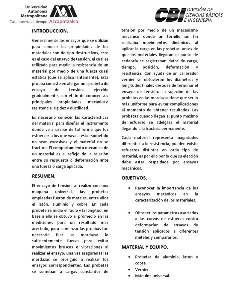 Practica 4 Ensayo de Tension | Descargar gratis PDF | Fractura ... Practica 4 Ensayo de Tension | Descargar gratis PDF | Fractura ...