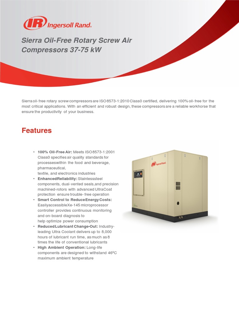 Sierra Oil Free Rotary Screw Air Compressors 37 75 KW en | PDF ...