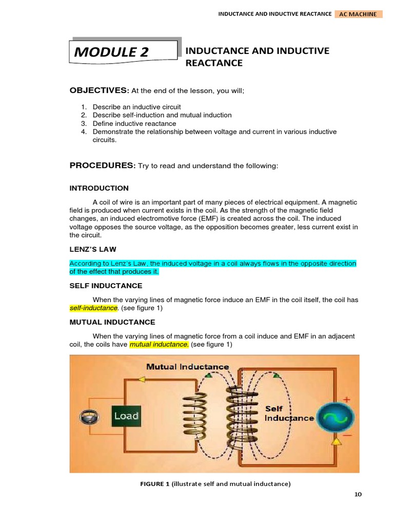 Module 2 Inductance And Inductive Reactance Pdf Inductance Inductor