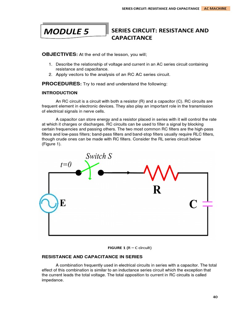 Module 5 - Series Circuit Resistance and Capacitance | PDF | Electronic Filter | Electrical Network