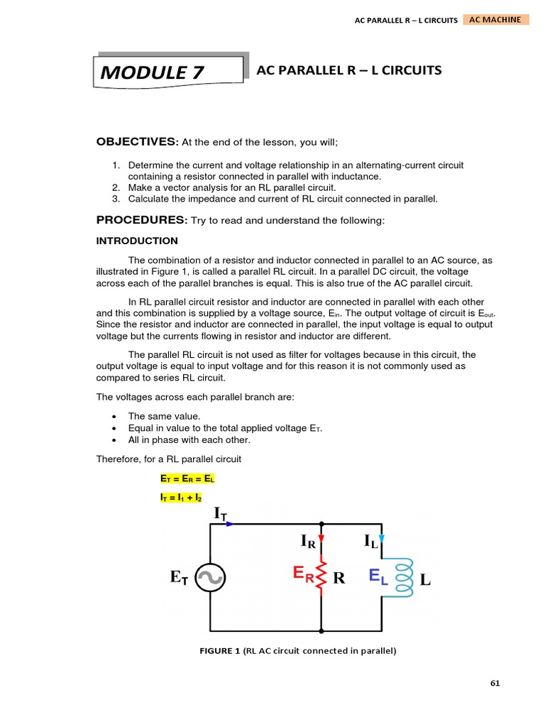 Module 7 - Ac Parallel Circuits Conyaining Inductance | Download Free PDF | Series And Parallel ...