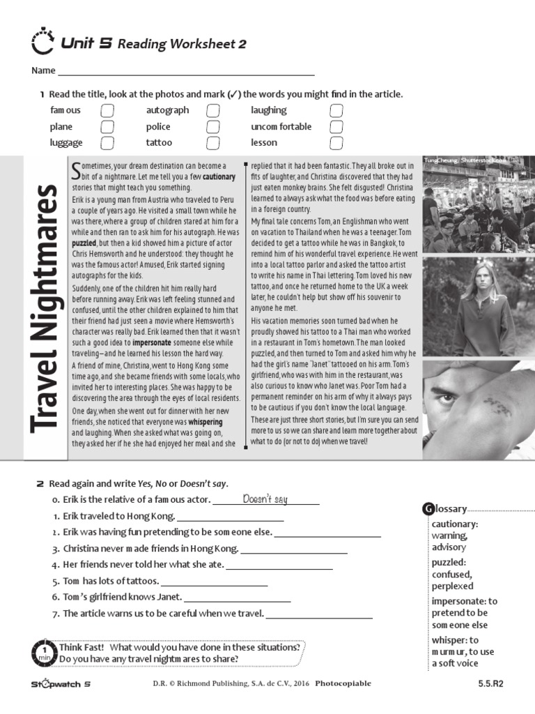 Stopwatch 5 Unit 5 Reading 2 (5.5.R2) | PDF