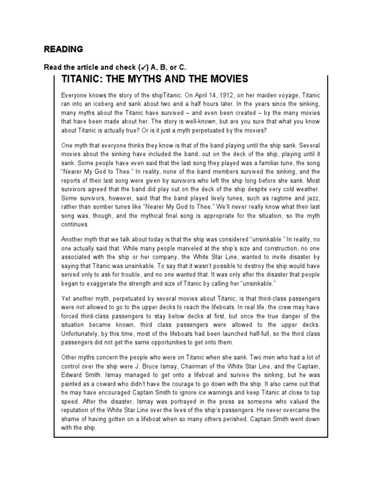 HWK 5 - Reading Activity From Unit 3 | PDF | White Star Line | Ships