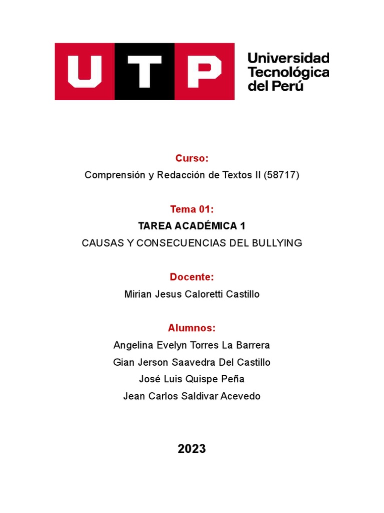 Tarea 04 Bulling | PDF | Depresión (estado de ánimo) | Violencia