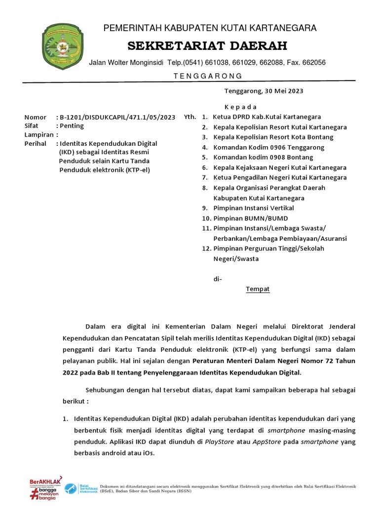 Identitas Kependudukan Digital di Kutai Kartanegara | PDF