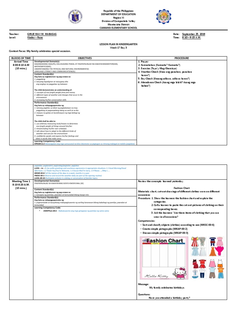 Lesson Plan For Cot - S.Y 2019-2020 | PDF | Cognitive Science | Cognition