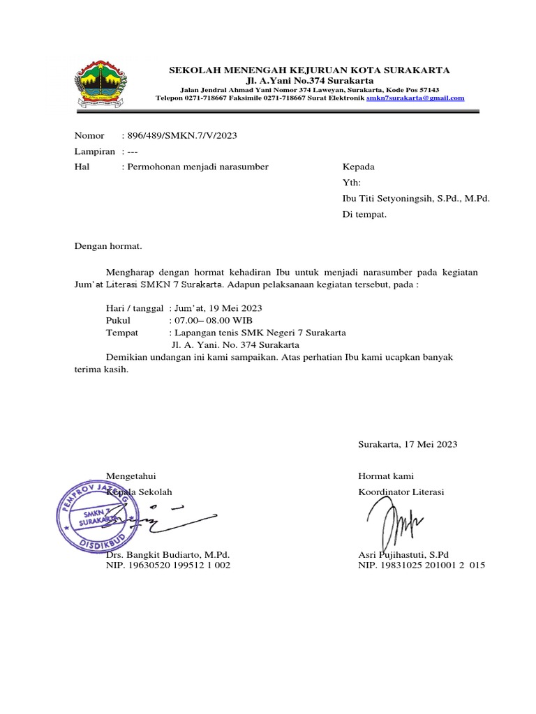 Undangan Nara Sumber Mba Titi | PDF