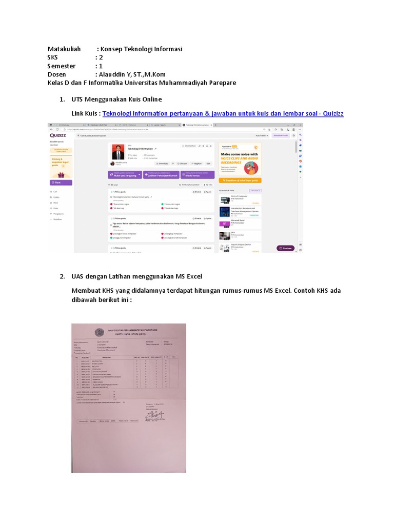 Contoh Soal UTS Dan UAS Informatika | PDF | Komputer