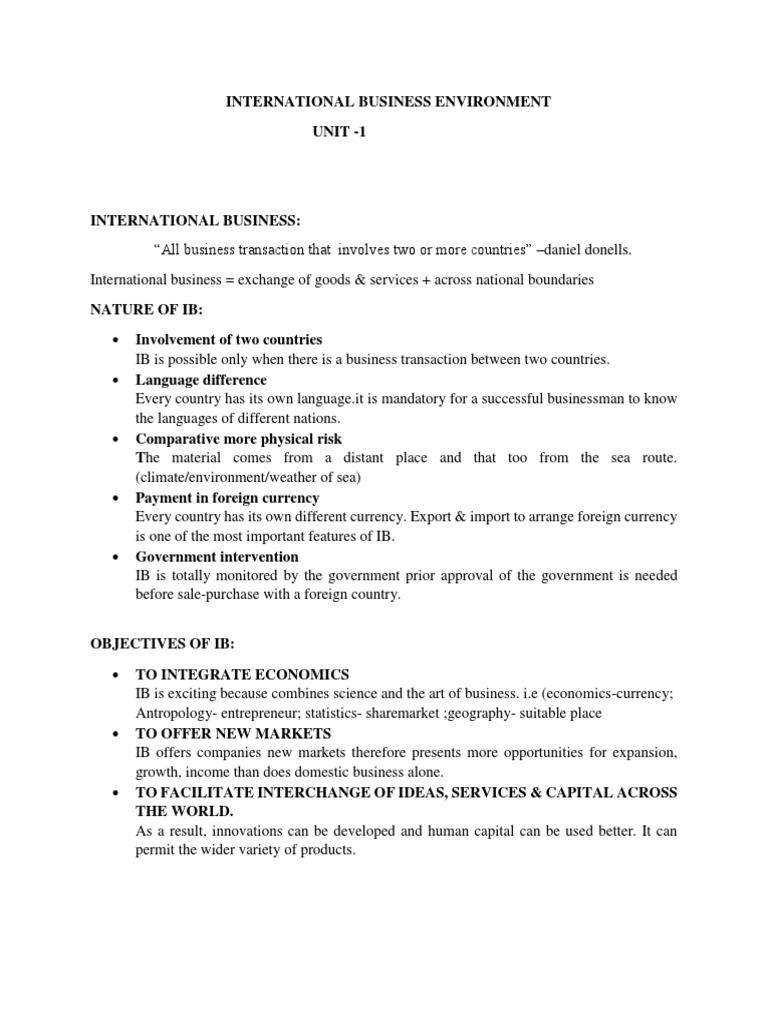 International Business Environment | PDF | Financial Markets | Mergers ...