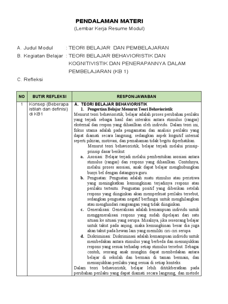 LK - Resume Pendalaman Materi PPG KB 1 | PDF