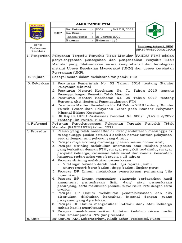 Sop Pandu PTM Fix | PDF