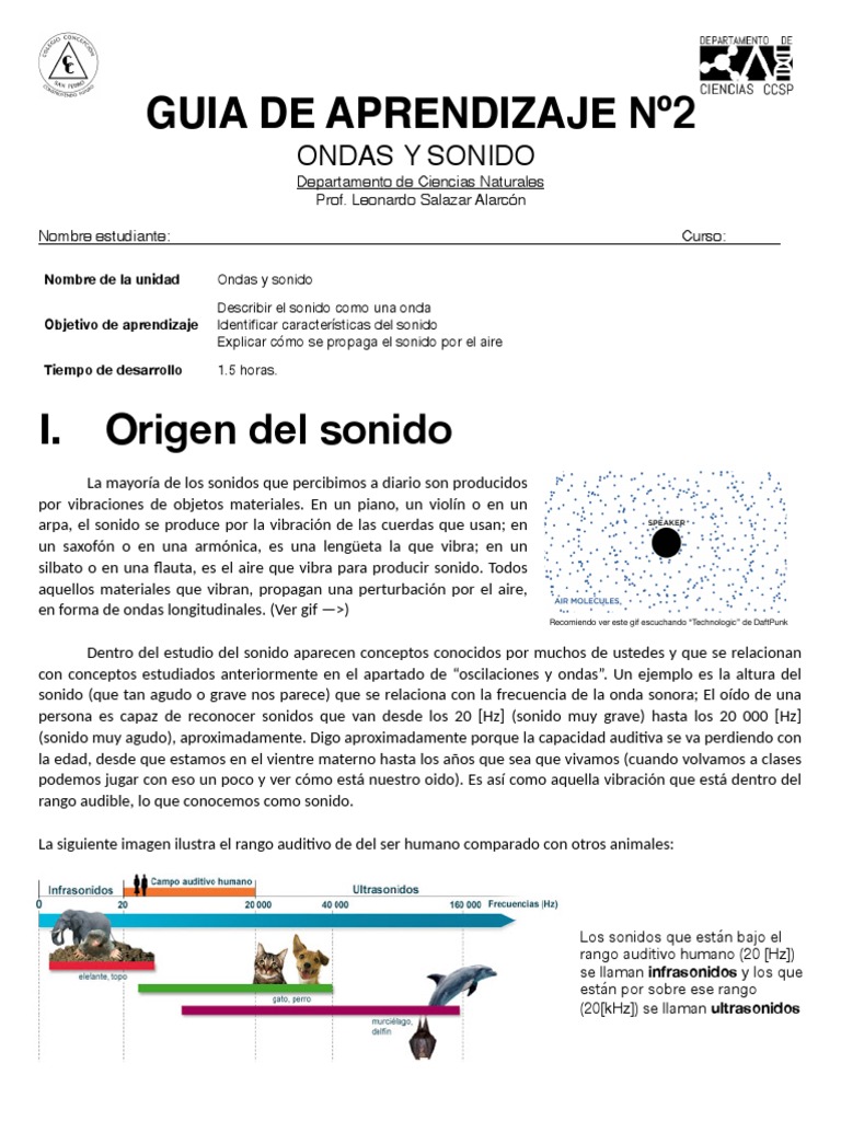 Fisica 1° A Guia 2 Sonido | PDF | Sonido | Olas