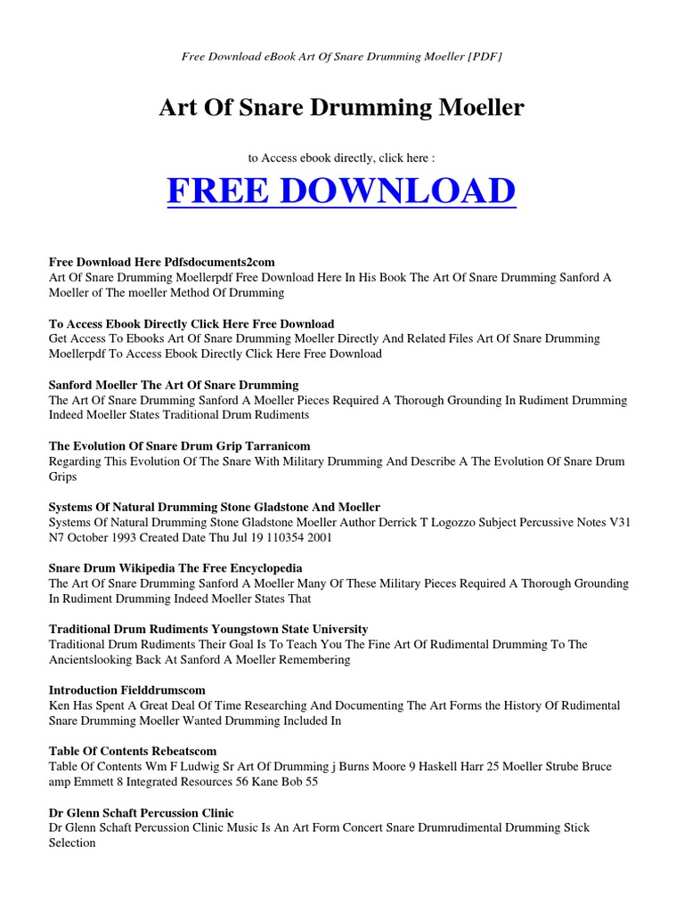 Art of Snare Drumming Moeller | PDF | Language Arts & Discipline