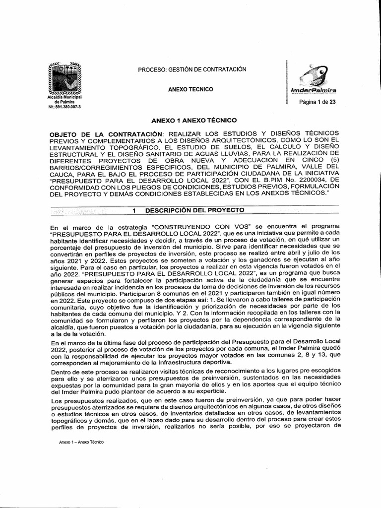 Anexo Tecnico PALMIRA | PDF