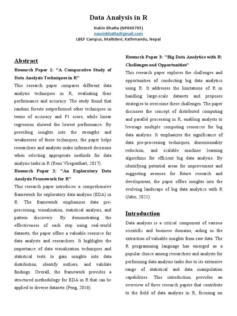 Data Analysis Techniques in R | PDF | Data Analysis | Big Data