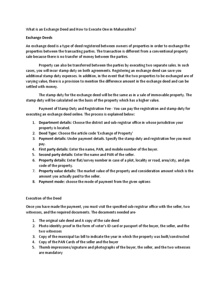 Exchange Deed | PDF