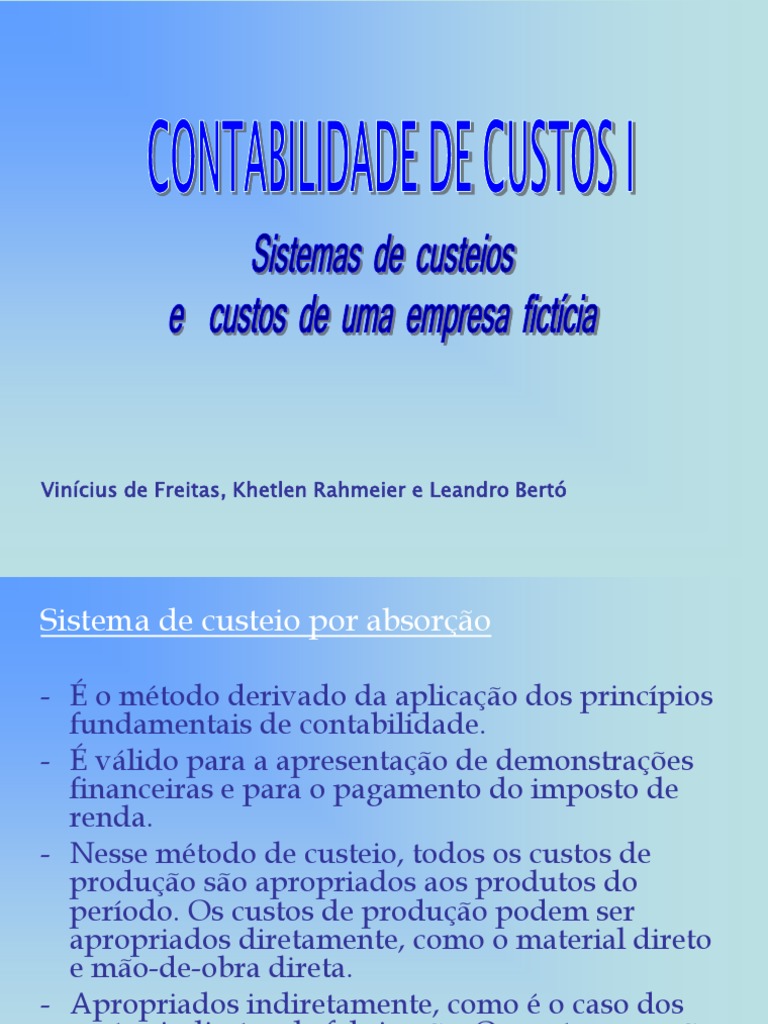 Custos | PDF | Contabilidade financeira | Business