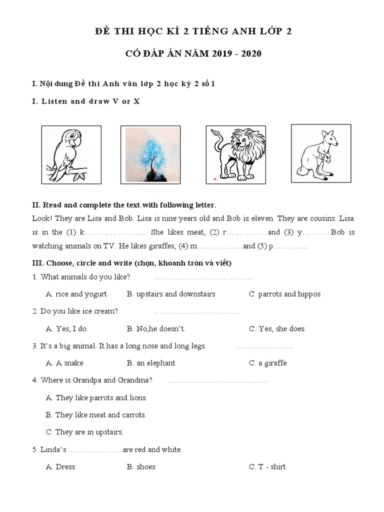 De-On-Thi-Hoc-Ki-2-Lop-2-Mon-Tieng-Anh (Family and Friends) | PDF