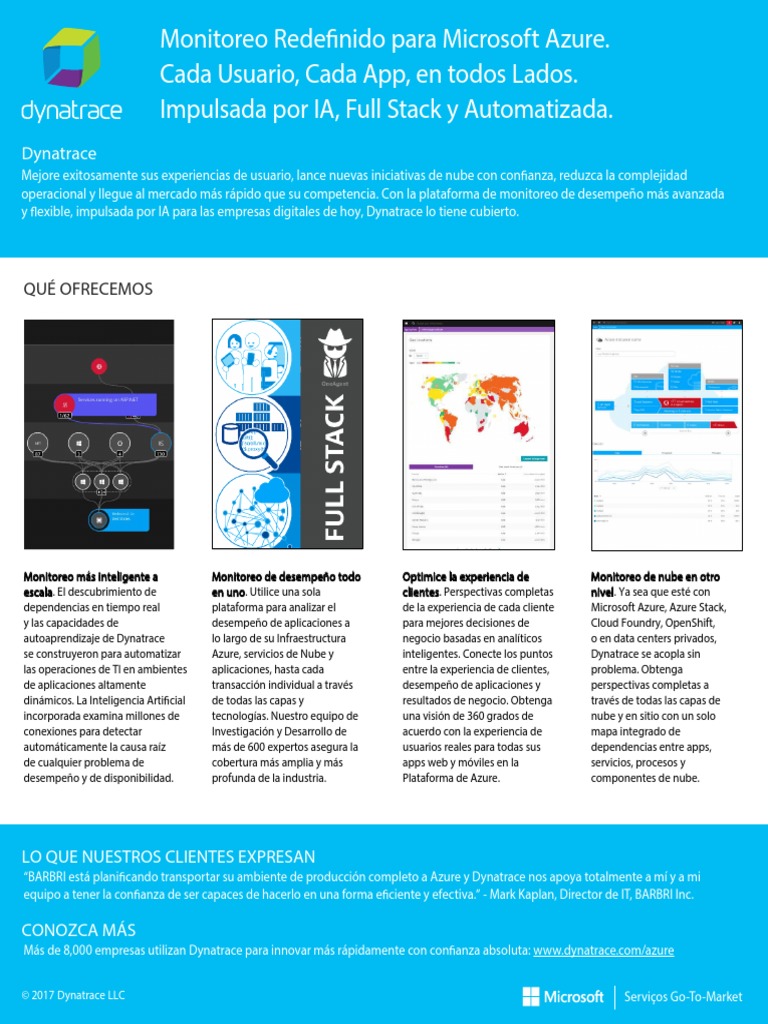 Azure Dynatrace Fact Sheet Co Branded Spa | PDF | Computación en la ...