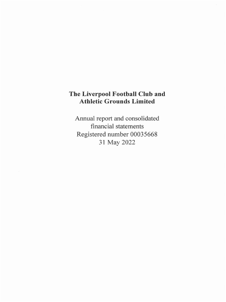 Liverpool Football Club Annual Report and Consolidated Financial Statements | PDF