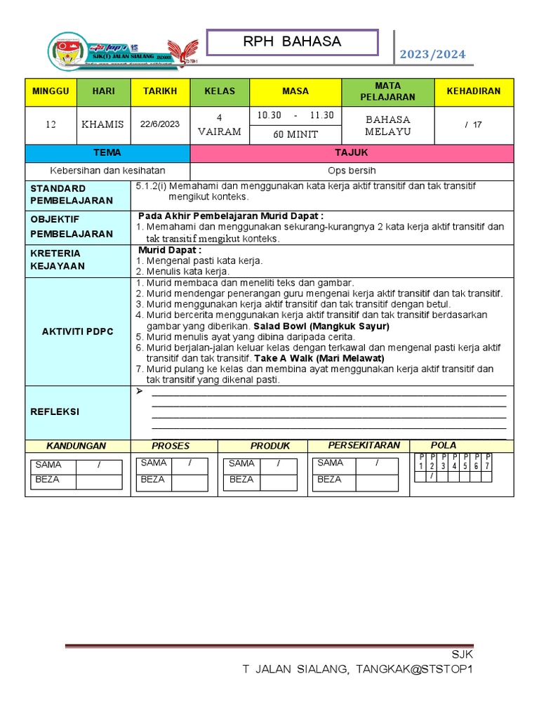 RPH Bahasa Melayu Tahun 4 | PDF