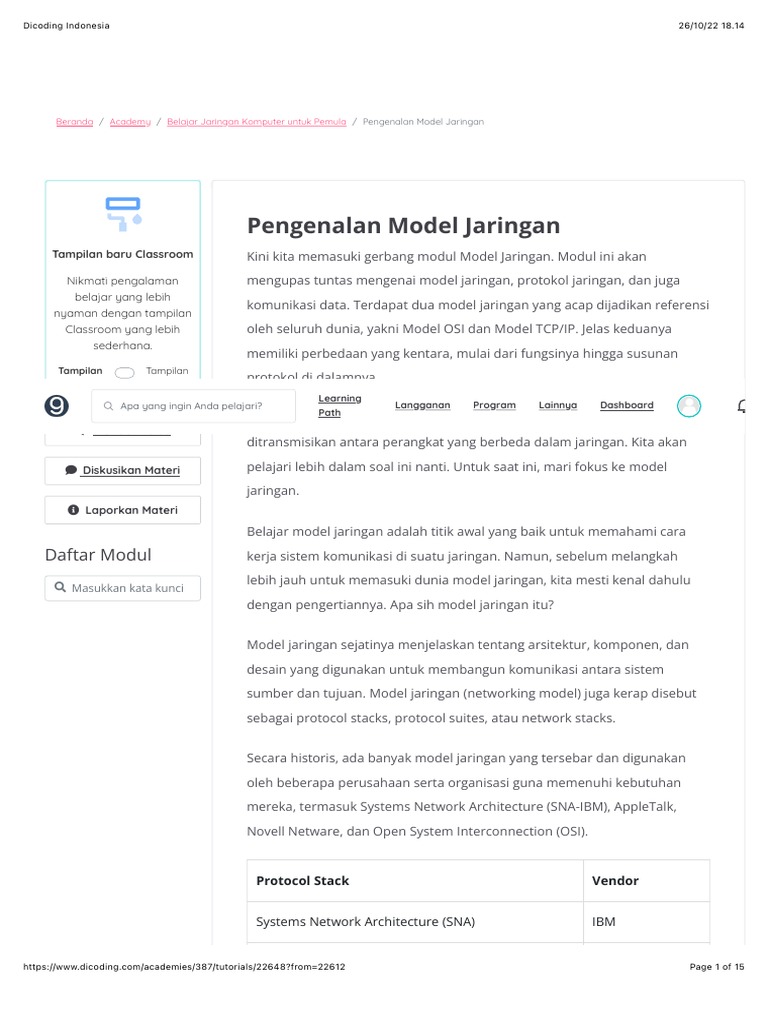 1. Pengenalan Model Jaringan - Dicoding Indonesia | PDF