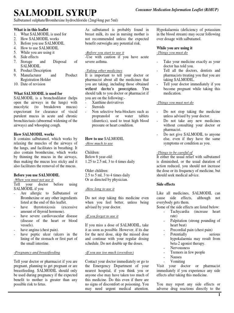 Salmodil Syrup: Usage & Guidelines | PDF | Pregnancy | Hyperthyroidism