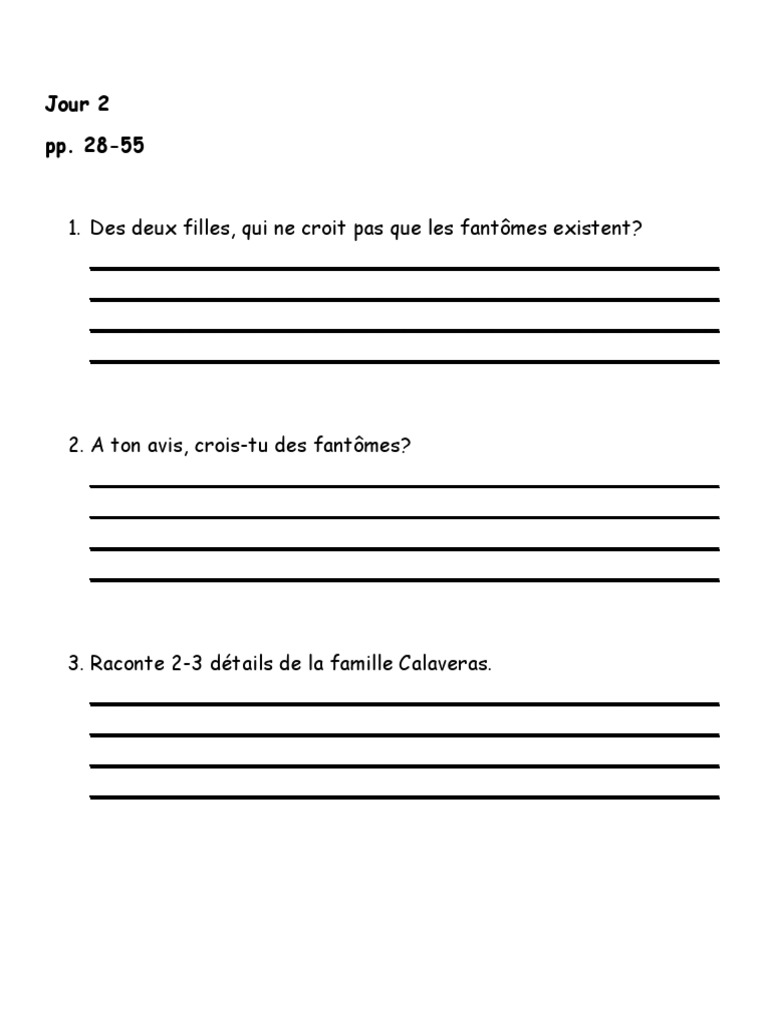 Jan 6 - Les Fantomes - Questions de comprehension | PDF