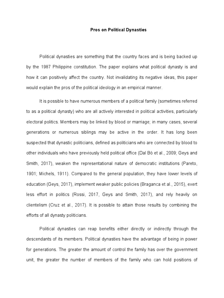 Benefits of Political Dynasties Explained | PDF | Political Science ...