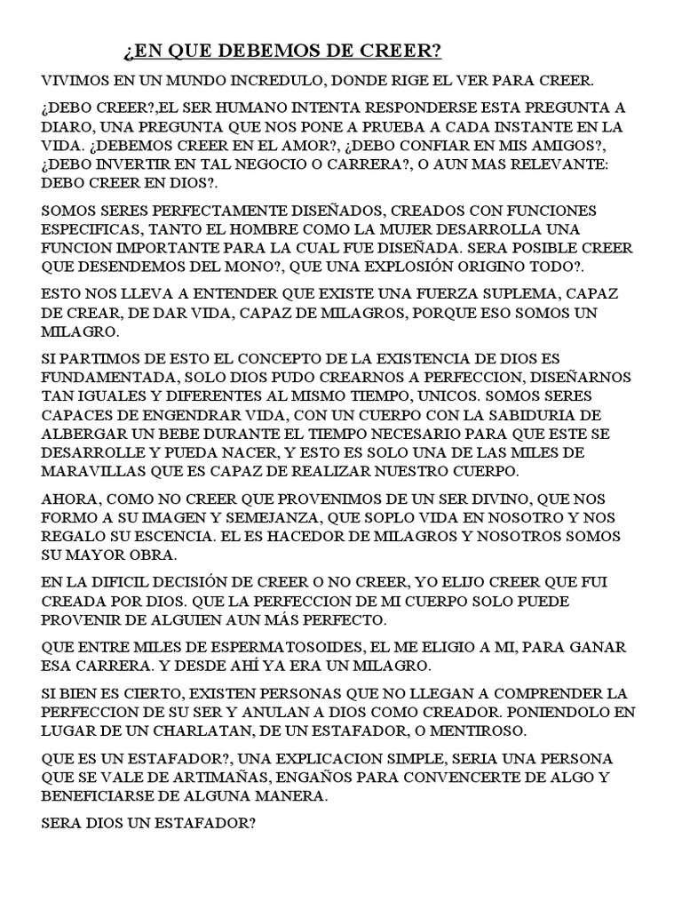 En Que Debemos de Creer | PDF