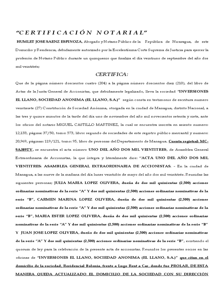 "Certificación Notarial": Certifica | PDF