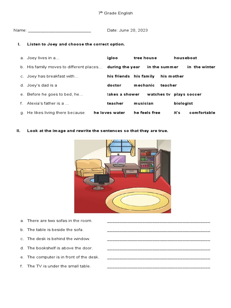 7th Grade Test | PDF