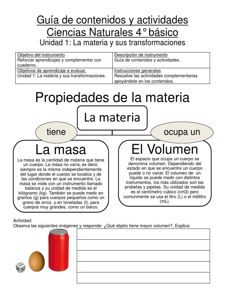 Guía de Estudio y Actividades U1 - 4° - Básico | PDF | Importar | Gases