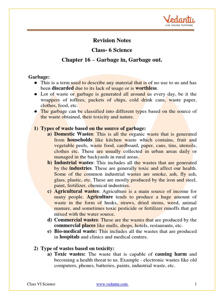Class 6 Science Chapter 16 Revision Notes | PDF