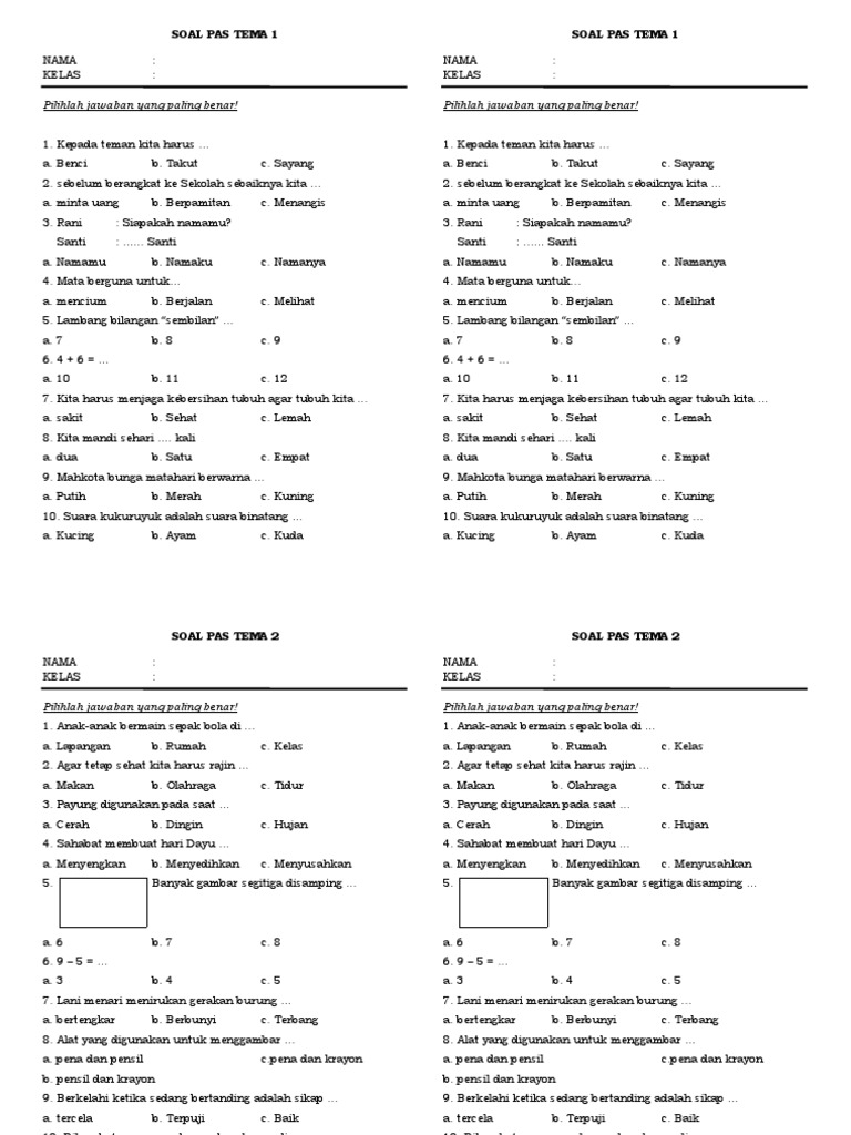 Soal Pas Ulangan Semester Buk Dar | PDF