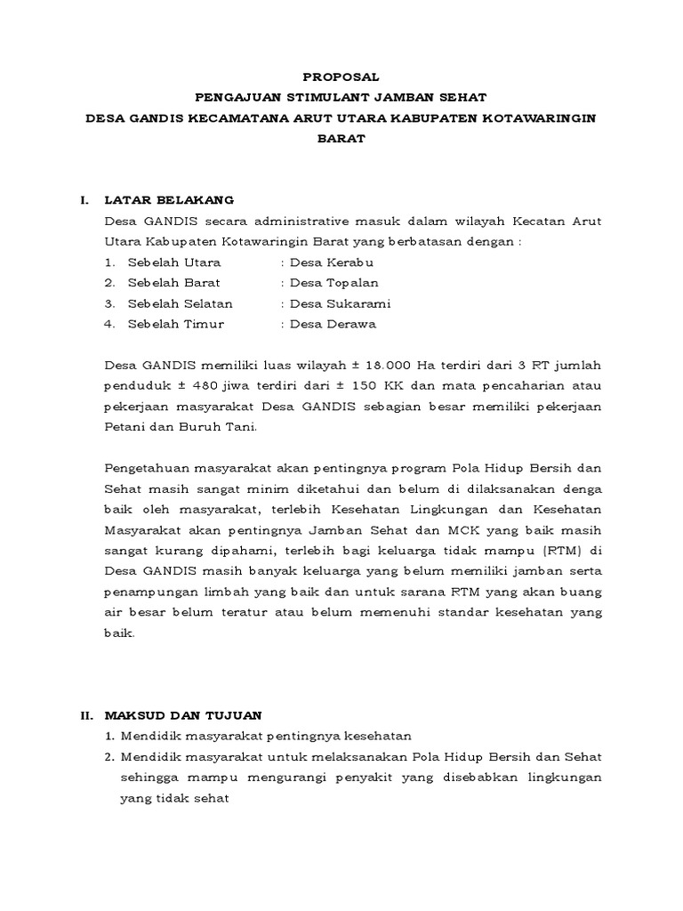 Pengajuan Bantuan Jamban Sehat Desa Gandis | PDF