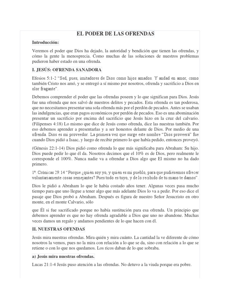 El Poder de Las Ofrendas 1 y 2 | PDF | Jesús | Cristo (título)