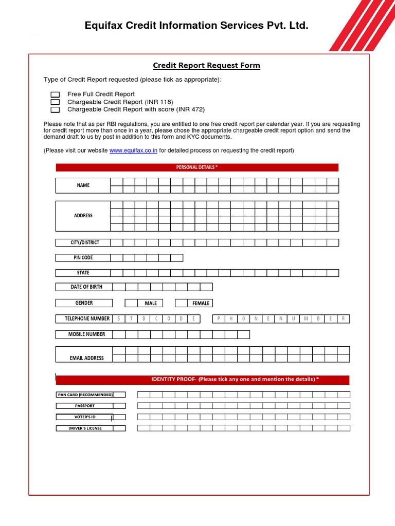 equifax_india_credit_report_request_form | PDF | Credit History | Legal ...