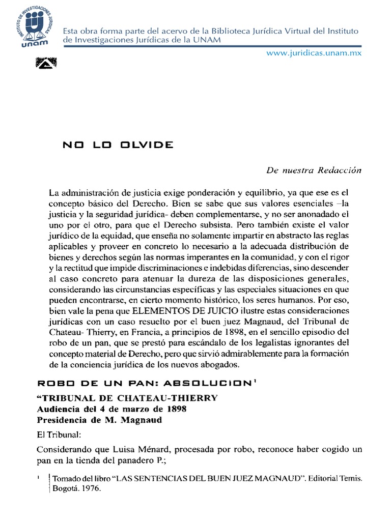 Fallo Absolución Robo de Pan | PDF
