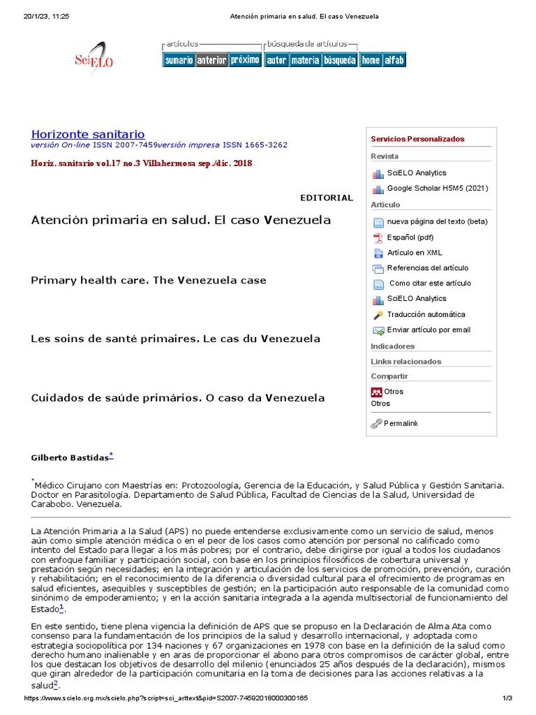 Atención Primaria en Salud en Venezuela | PDF | Venezuela | Cuidado de ...