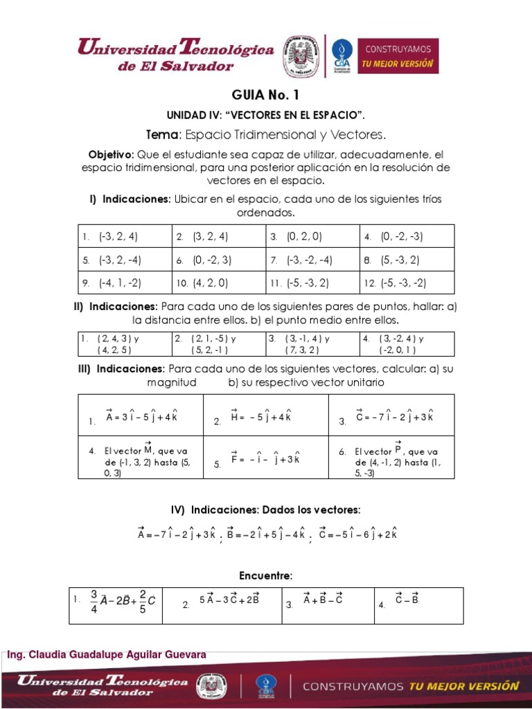 Guias de Ejercicios U4 Matematica 3 Virtual | PDF | Vector Euclidiano | Álgebra abstracta