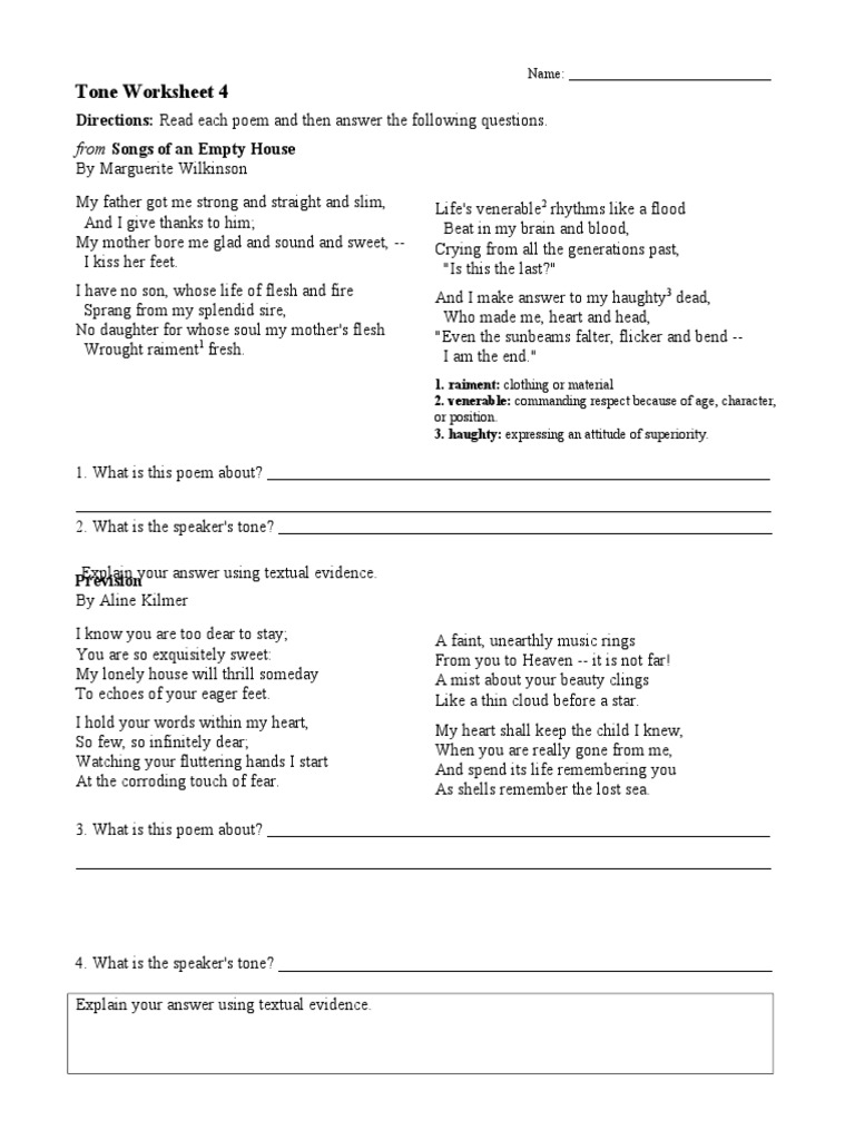 Tone Worksheet 04 | PDF