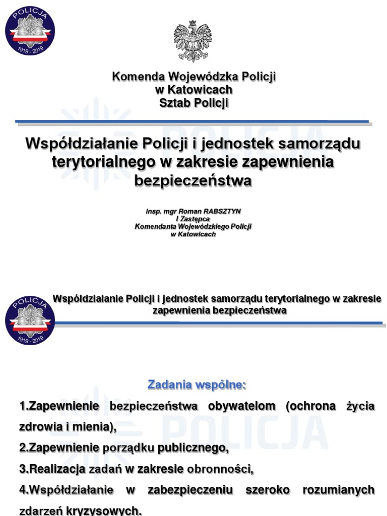 KWP Współpraca Policji Z JST W Zakresie Zapewnienia Bezpieczeństwa-1 | PDF