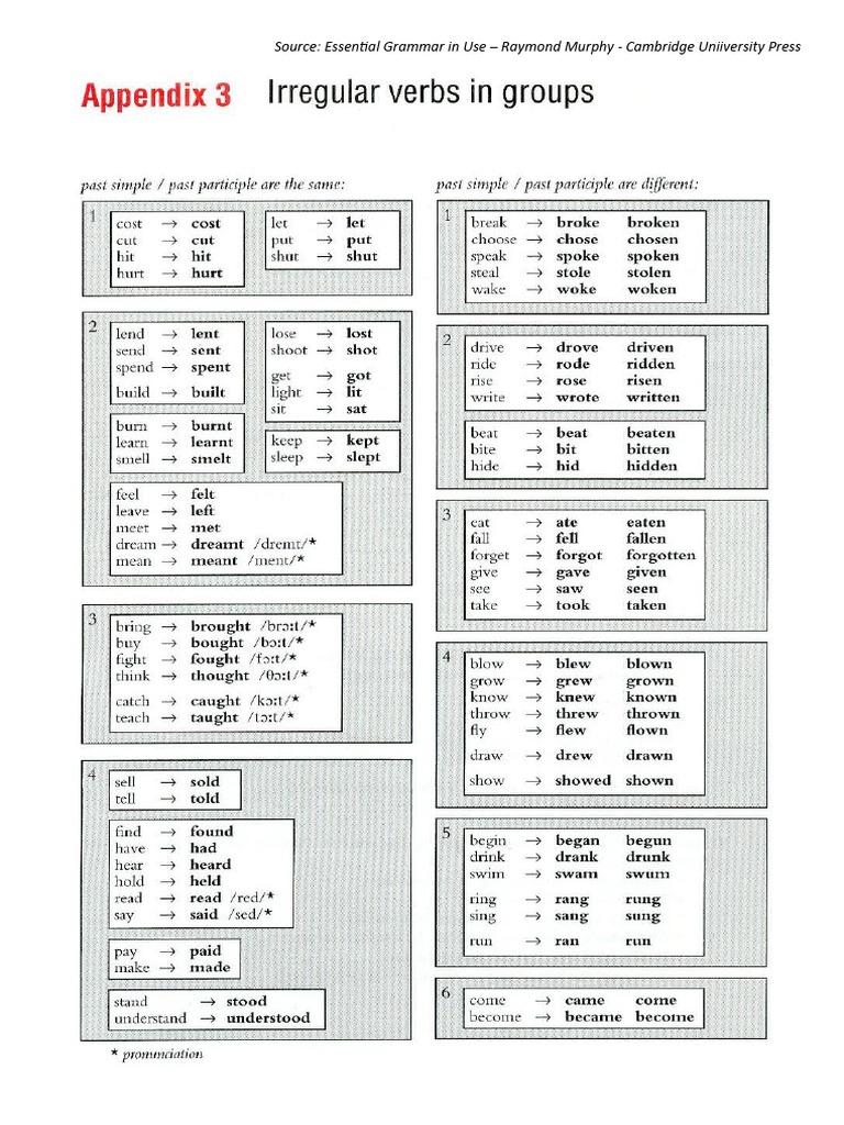 Irregular Verbs in Groups | PDF